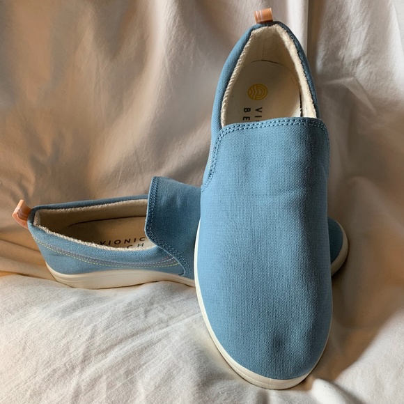 Vionic | Shoes | Vionic Beach Blue Marshall Slip On Canvas Sneakers ...